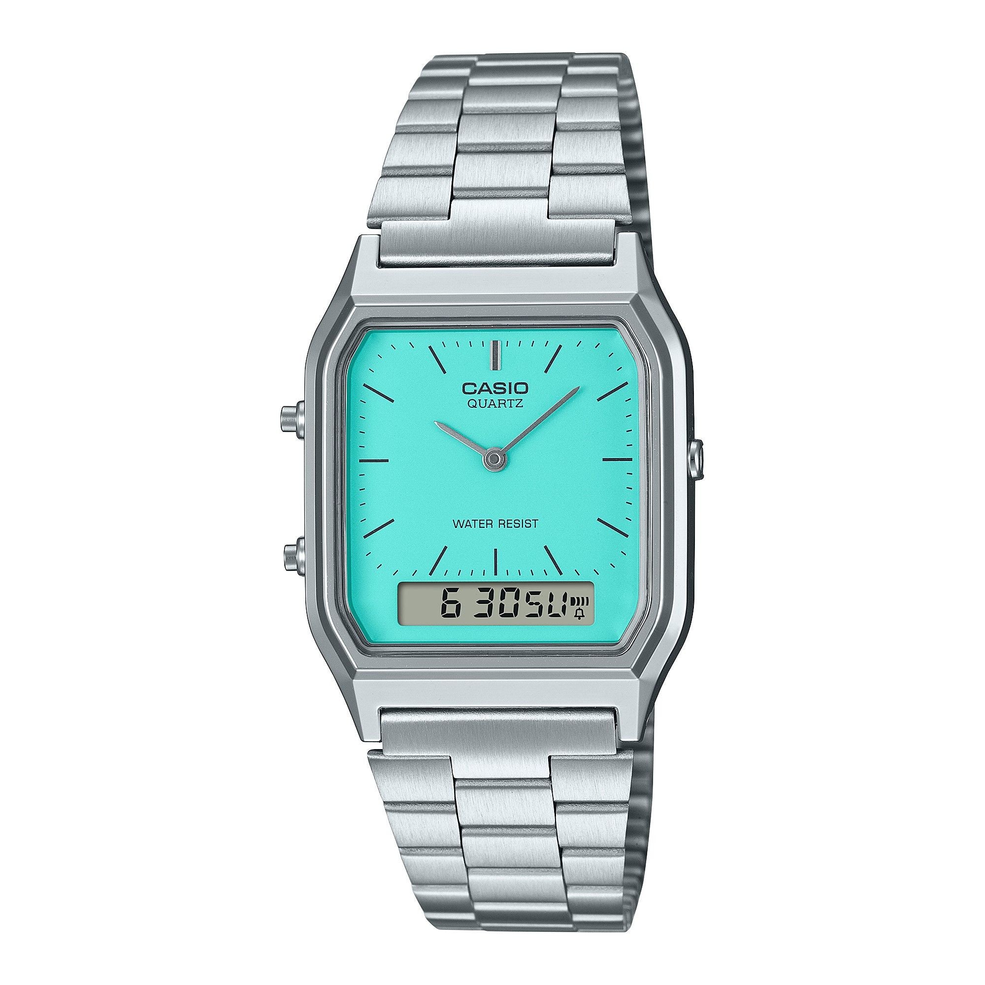 AQ-230A-2A2 Casio General x Ana-Digi ft. Vintage Men Women Casual Formal Rectangle Water ...