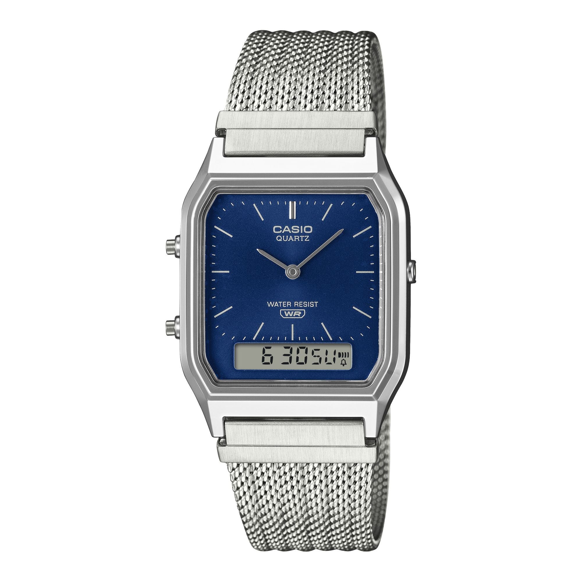 AQ-230EM-2A Casio General x Ana-Digi ft. Vintage Unisex Formal Hexagon ...